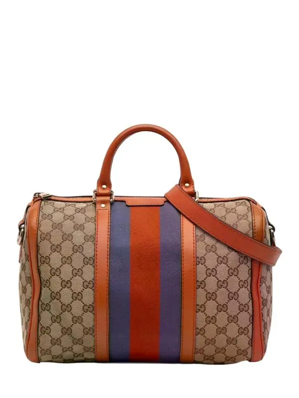 Gucci Gg Canvas Web Joy Boston Bag Satchel - Brown