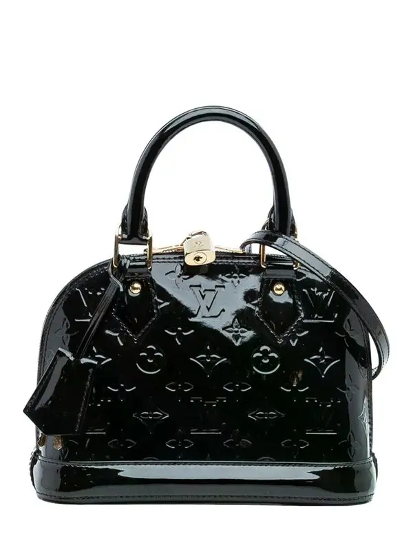 LOUIS VUITTON 2015 Monogram Vernis Alma Bb Satchel - Black