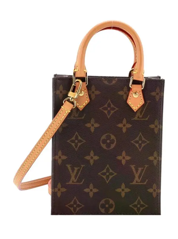 LOUIS VUITTON Petit Sac Plat Monogram Canvas Crossbody Bag - Brown