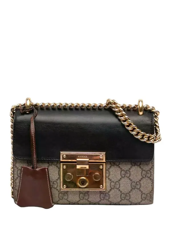 Gucci Small Gg Supreme Padlock Crossbody Bag - Brown