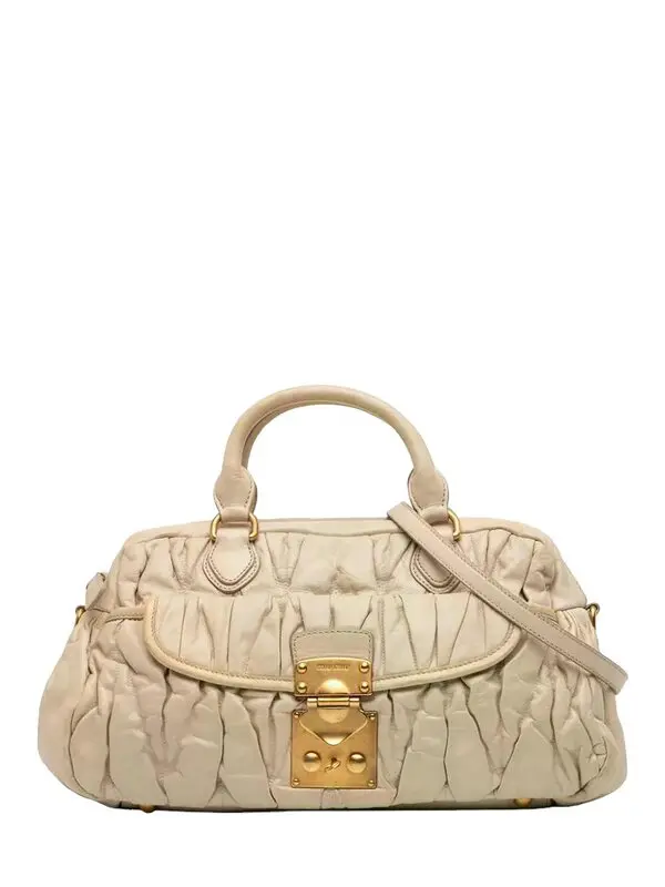 Miu Miu 2010-2025 Matelasse Nappa Coffer Satchel - Brown