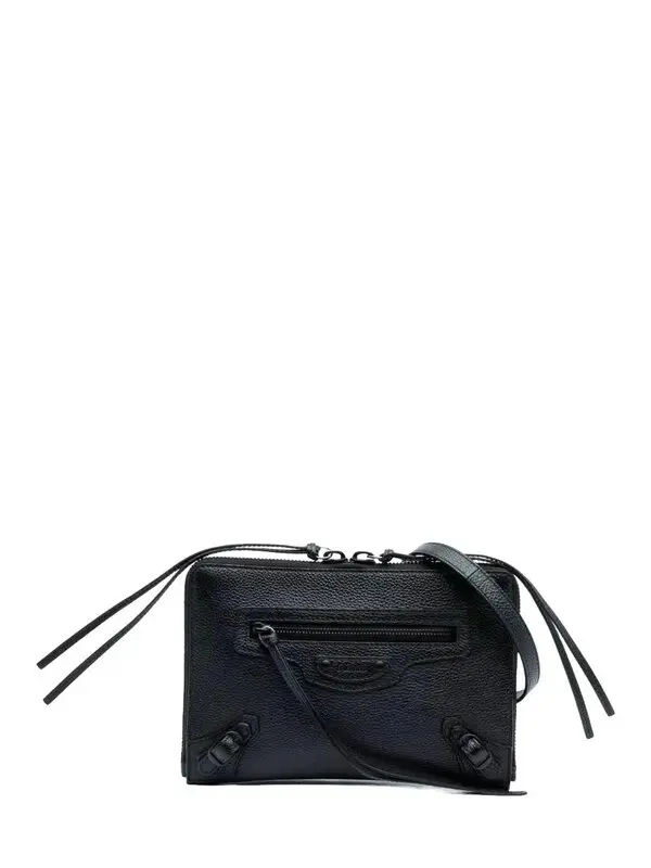 Balenciaga 2021 Grained Calfskin Neo Classic Zip Around Crossbody Bag - Black
