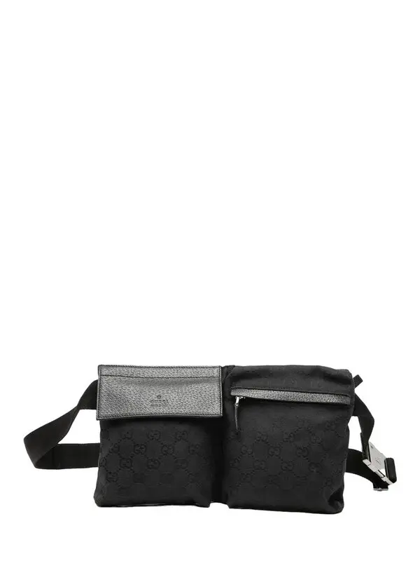 Gucci Gg Canvas Double Pocket Belt Bag - Black