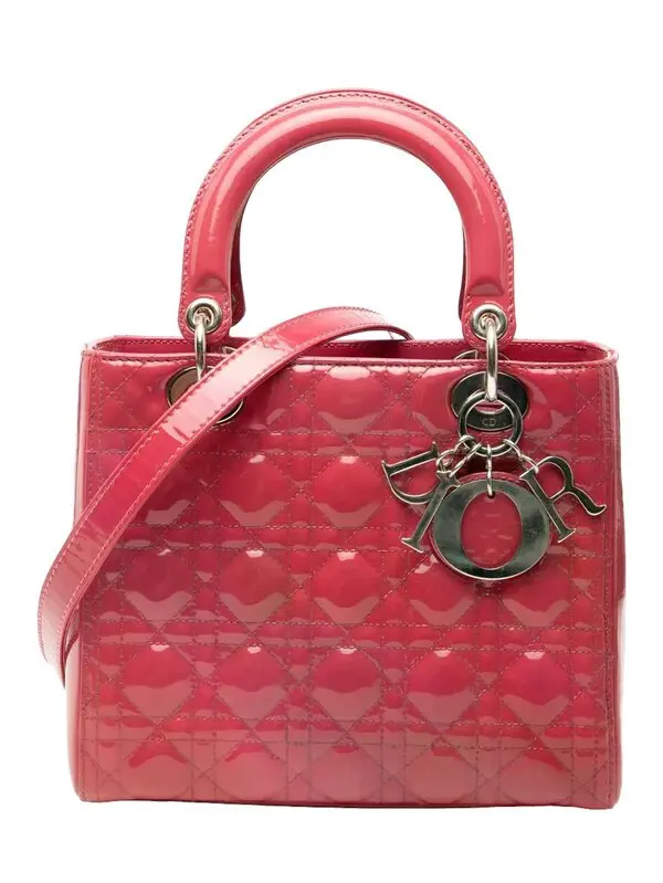 Dior 2010 Medium Patent Cannage Lady Satchel - Pink
