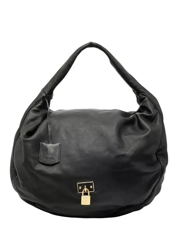Loewe 2009 Leather Padlock Calle Hobo Bag - Black
