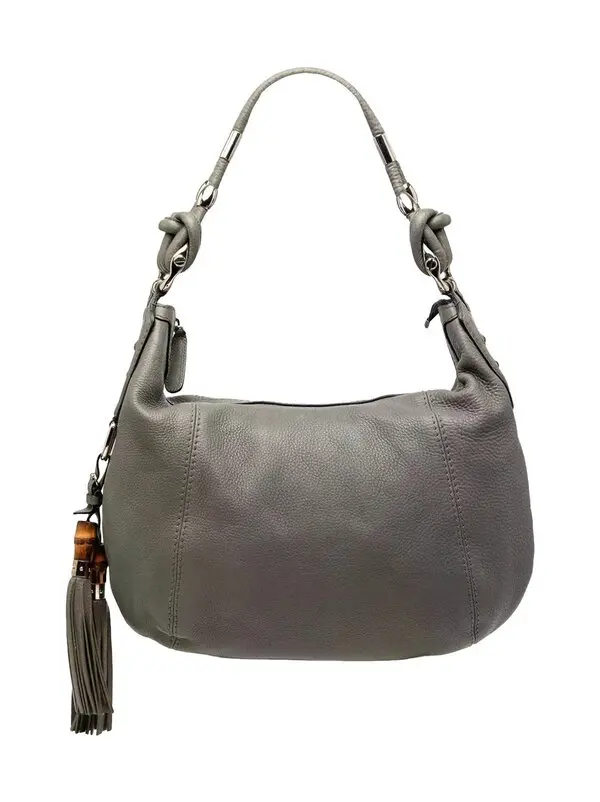 Gucci 2000-2015 Pebbled Leather Techno Horsebit Hobo Bag - Grey