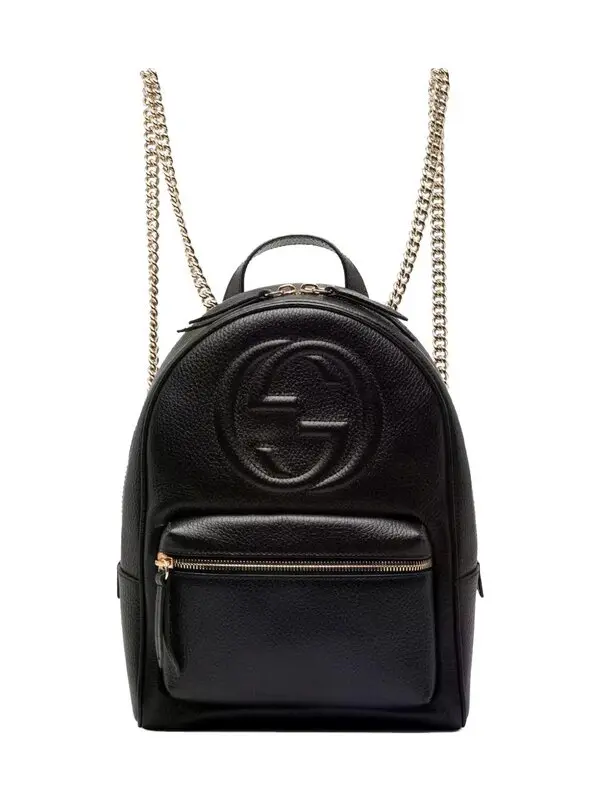 Gucci 2000-2015 Pebbled Calfskin Soho Chain Backpack - Black