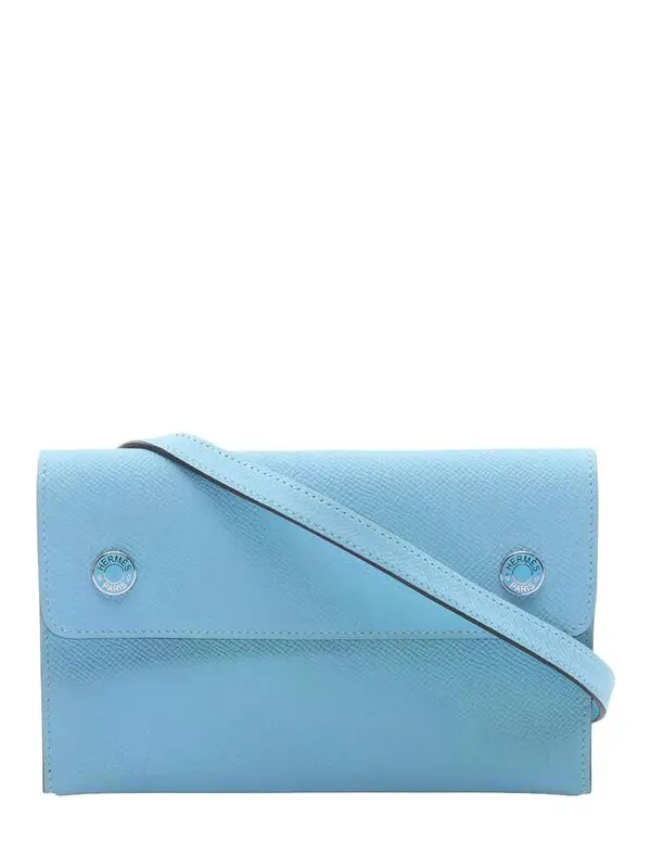 Hermès 2023 Epsom Hermesnap Wallet On Strap - Blue
