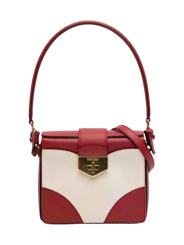 Prada 2013-2026 Bicolor Saffiano Satchel - Red