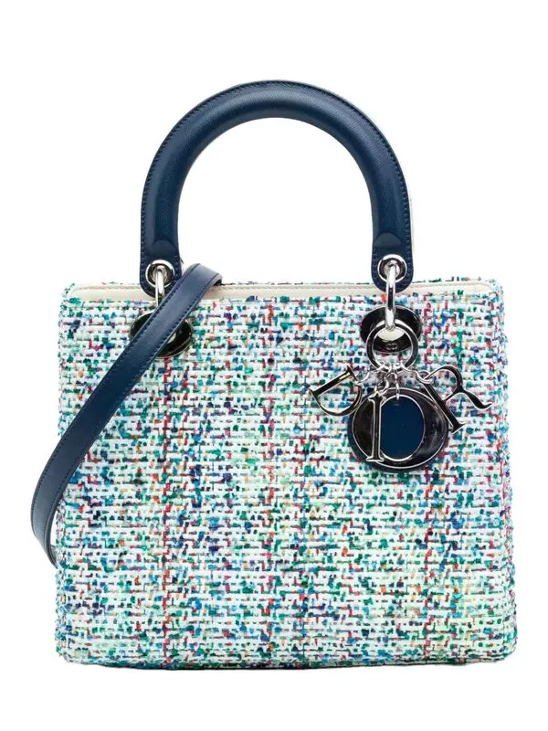Dior 2014 Medium Tweed Lady Satchel - Blue