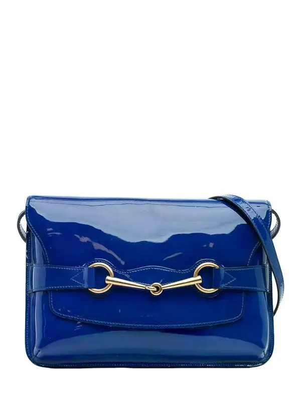 Gucci 2016-2025 Patent Bit Crossbody Bag - Blue