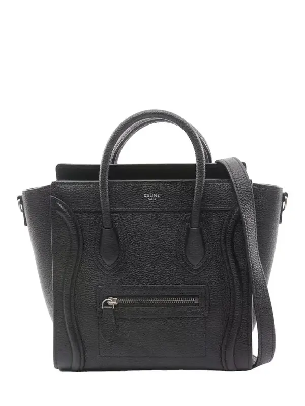 Celine 2010-2026 Nano Leather Luggage Tote Satchel - Black