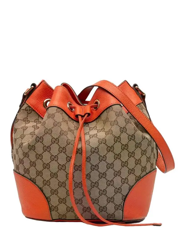 Gucci Gg Canvas Drawstring Bucket Bag - Orange