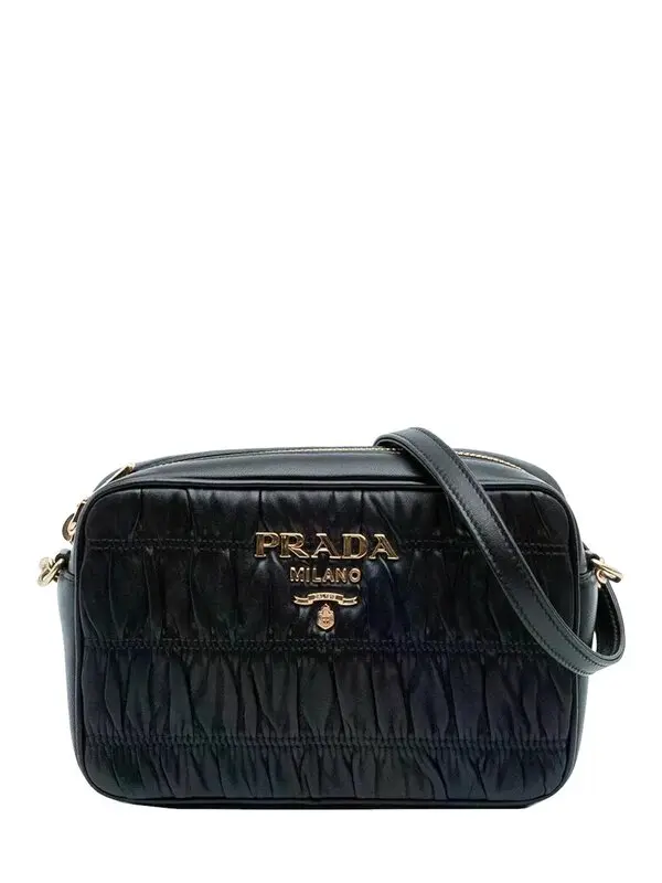 Prada 2010-2025 Nappa Gaufre Camera Crossbody Bag - Black
