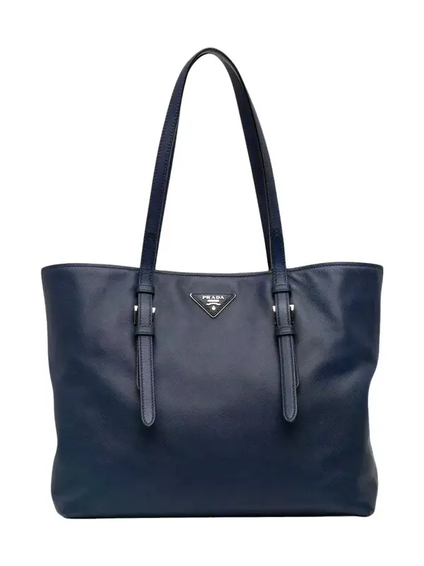 Prada 2010-2025 Saffiano Soft Shopping Tote Bag - Blue