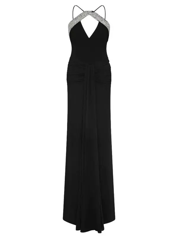 Rebecca Vallance Astros Embellished V-neck Maxi Dress - Black