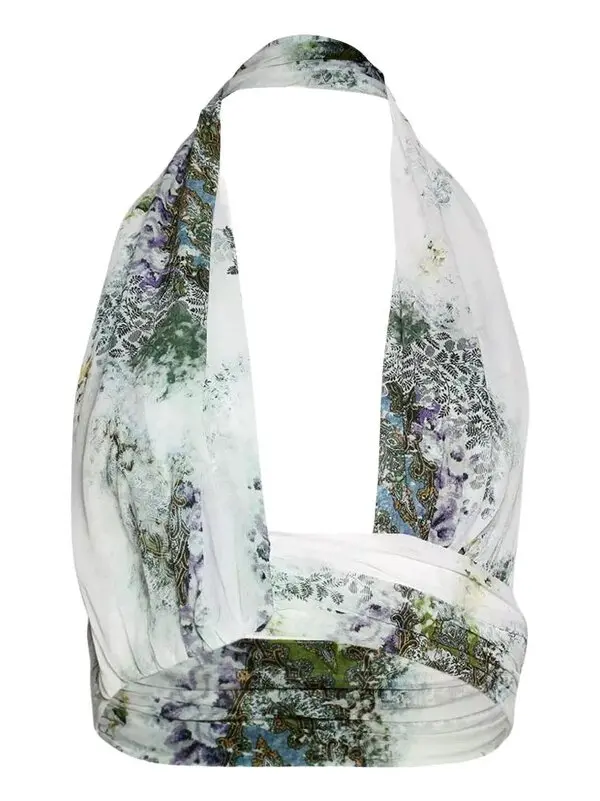 Christopher Esber Absence-print Crop Top - White