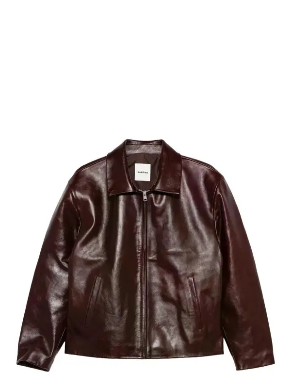Sandro Zip-front Leather Jacket - Brown