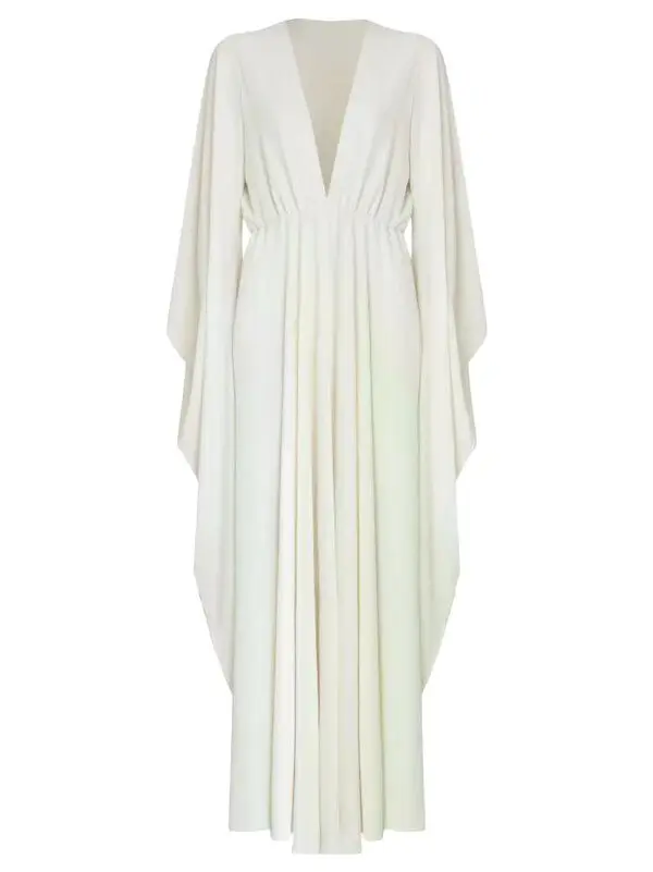 OLYMPIAH Mangas V-neck Maxi Dress - White