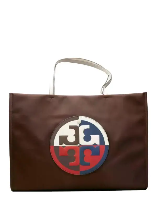 Tory Burch Large Ella Logo-plaque Tote - Brown