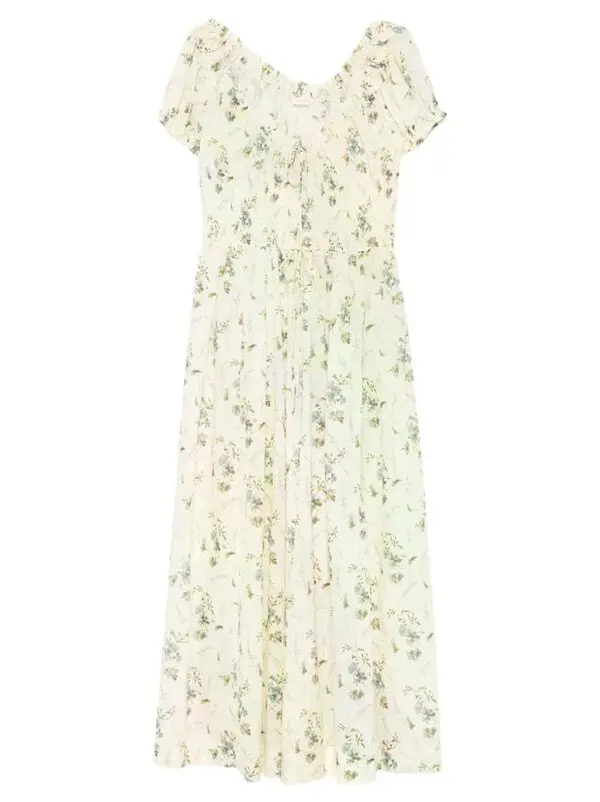 DÔEN Ashlynn Floral-print Midi Dress - Yellow