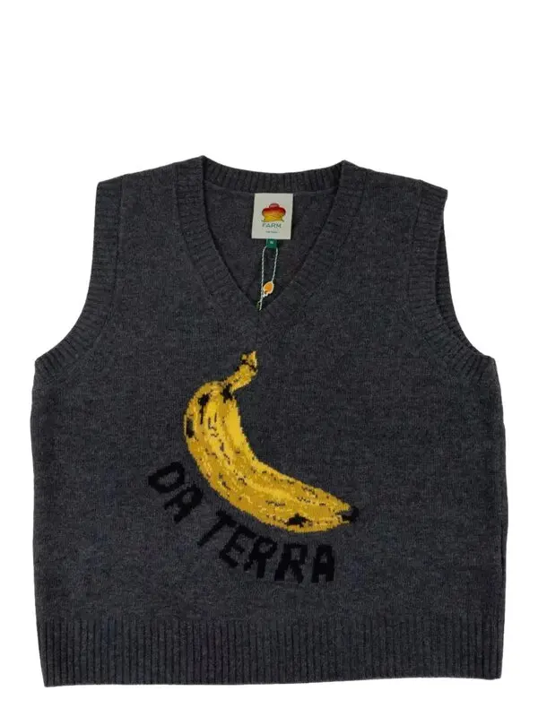 Farm Rio Banana-print Knit Vest - Grey