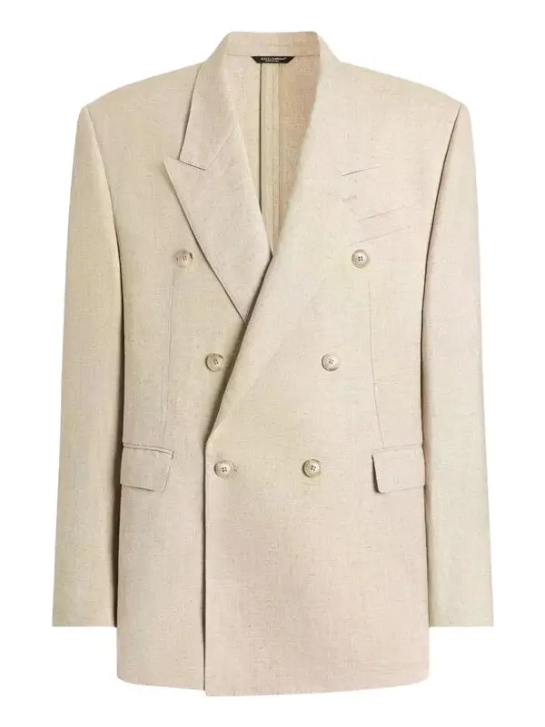Dolce & Gabbana Double-breasted Tweed-effect Jacket - Neutrals