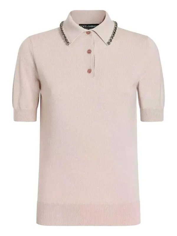 Dolce & Gabbana Cashmere Polo Top - Pink