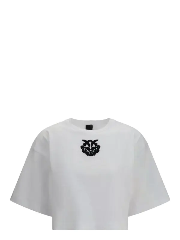 Pinko Cropped Logo Jersey T-shirt - White