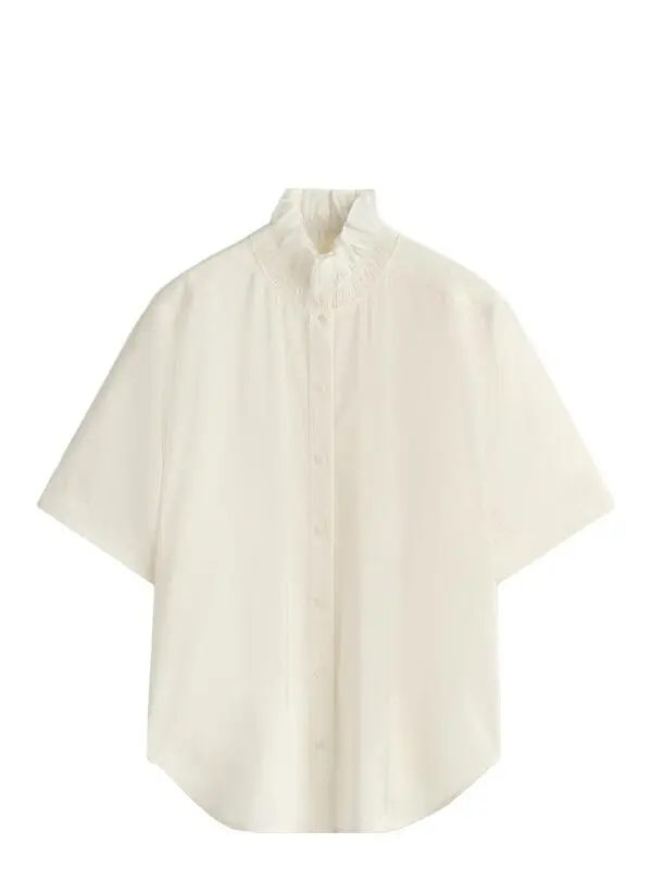 Cos Ruffle-collar Modal Blouse - White