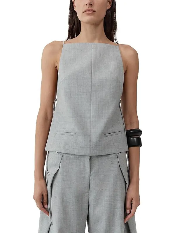 ST. AGNI Square Neck Tie Top - Concrete