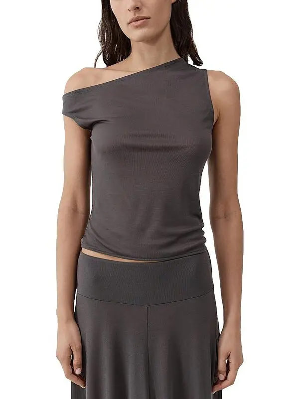 ST. AGNI Fine Jersey Asymmetric Top - Soot