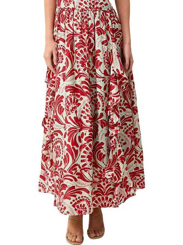 MARIE OLIVER Oaklen Silk Ruffle Maxi Skirt - Bimini