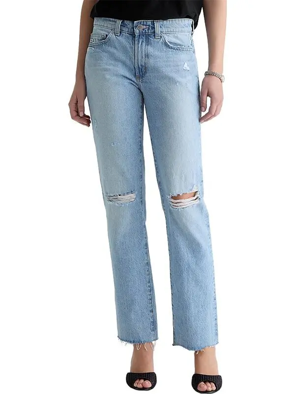 Ag Sandra Low Rise Straight Jeans - Soft Focus Destructed