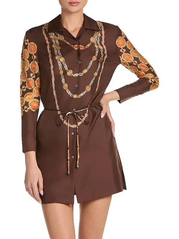 Versace Silk Twill Lover Dress - Chocolate/amber