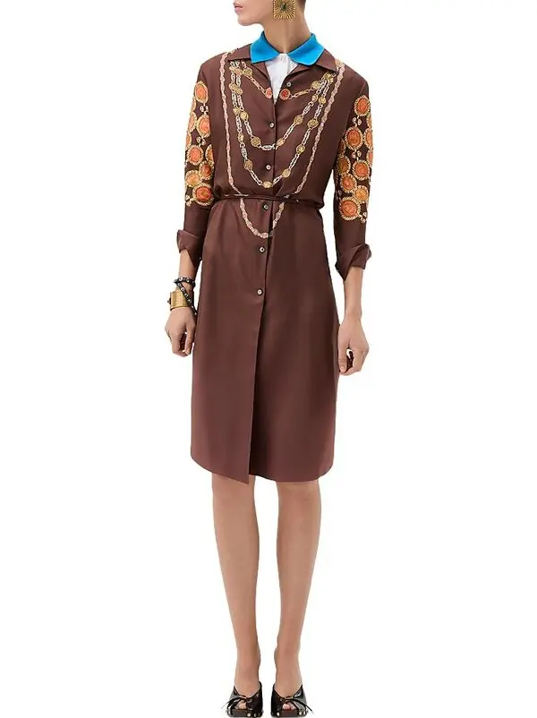 Versace Silk Twill Lover Dress - Chocolate/amber
