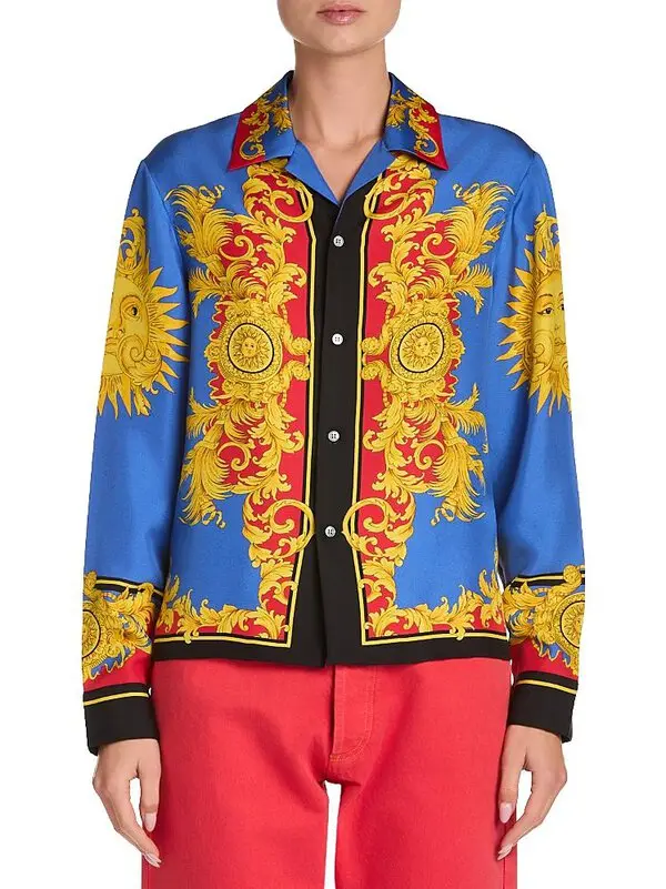 Versace Silk Twill The Sun Shirt - Blue/gold
