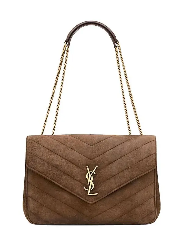 Saint Laurent Loulou Large Shoulder Bag - Brown Coffee