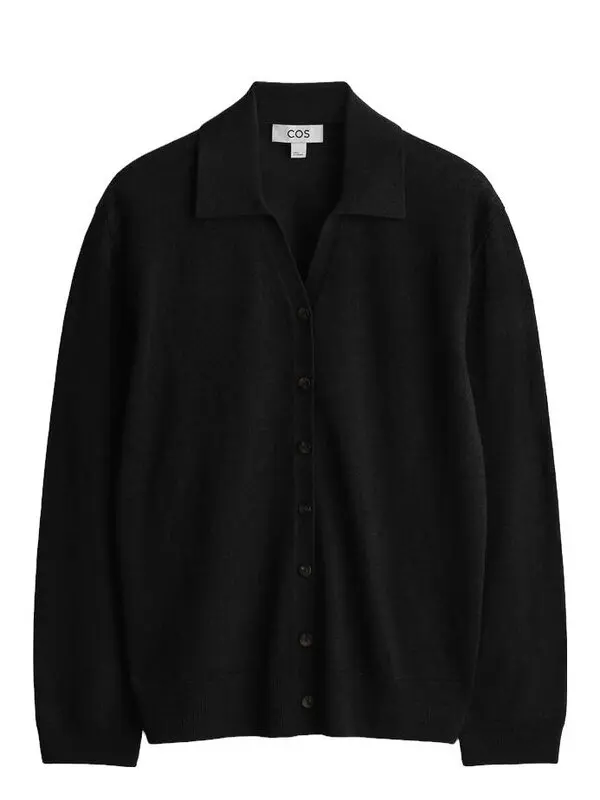 Cos Knitted Linen-merino Shirt - Black