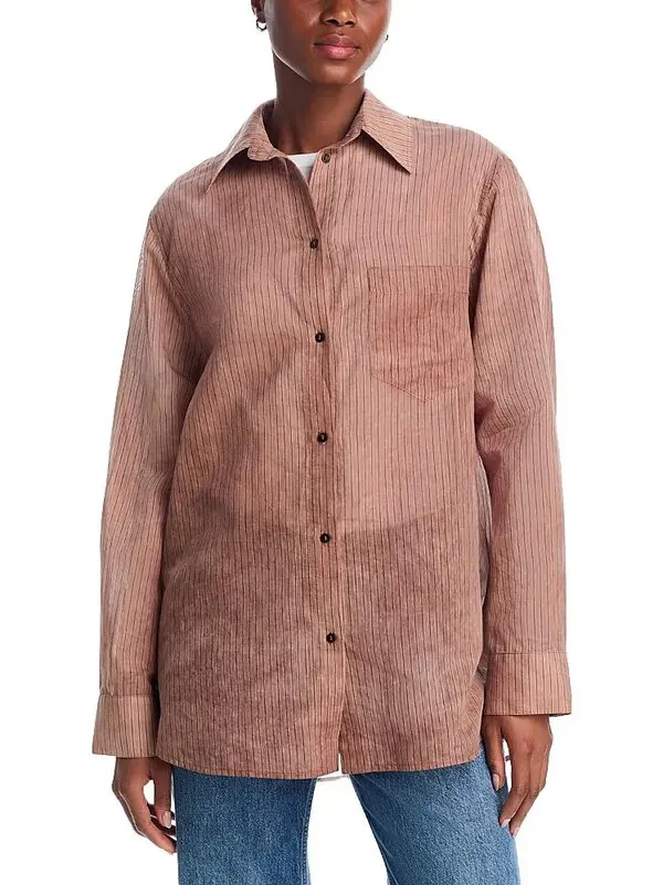 Nanushka Chaska Semi Sheer Shirt - Terracotta