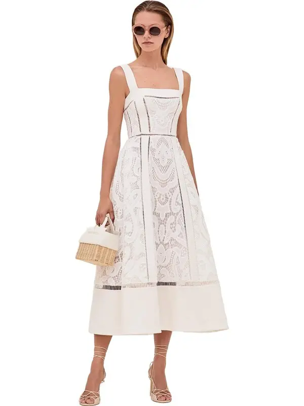 Alexis Kensington Embroidered Crochet Lace Dress - Ivory