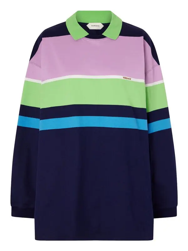 Versace Embroidered Striped Cotton-jersey Sweater - Multi