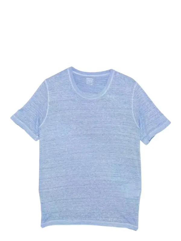 120% Lino Linen Crew-neck T-shirt - Blue