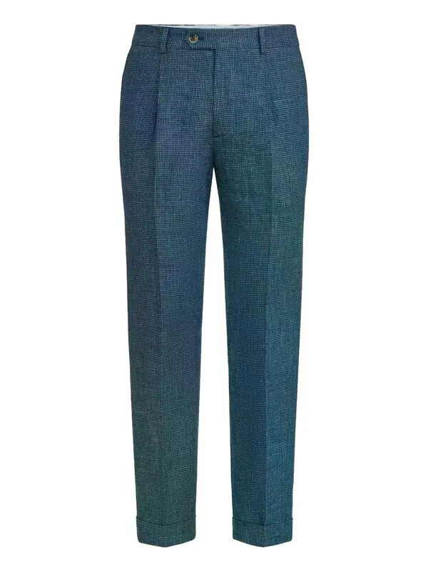 Brunello Cucinelli Houndstooth Pleated Trousers - Blue