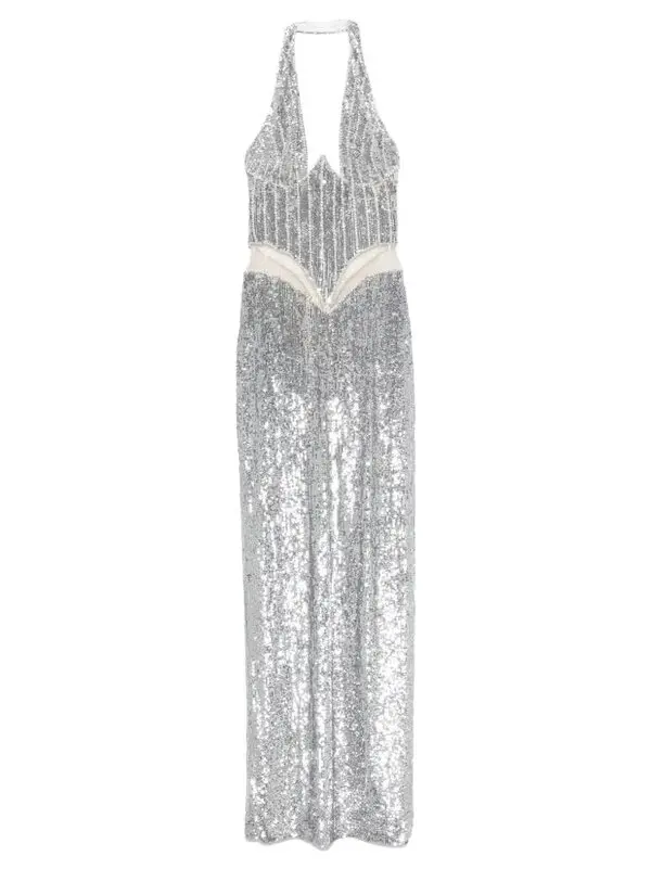 CRISTINA SAVULESCU Sequin Maxi Dress - Silver