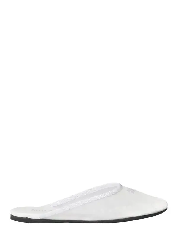 Miu Miu Logo-embroidered Slippers - White