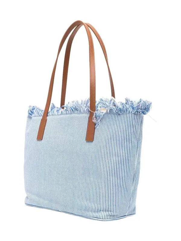 MC2 SAINT BARTH Fringed Striped Tote Bag - Blue