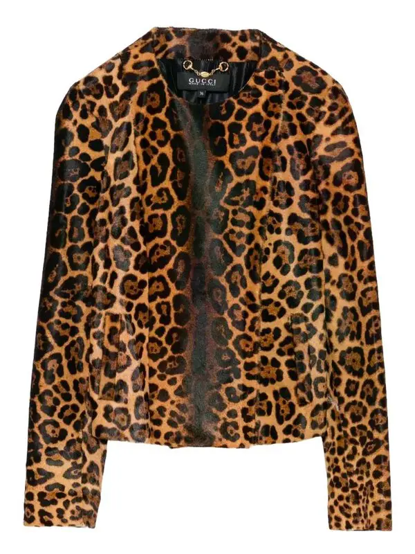 Gucci Leopard Print Ponyhair Jacket - Neutrals