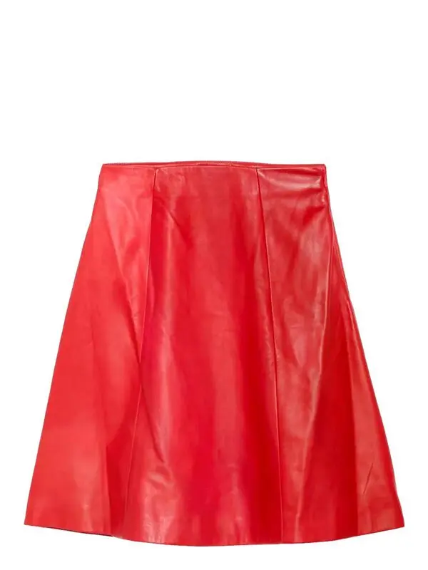 Prada Leather A-line Skirt - Red