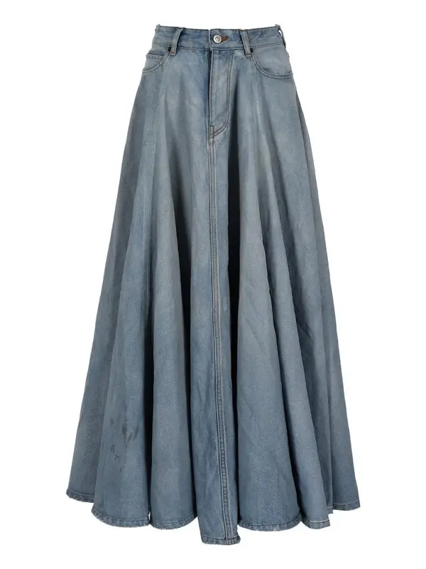 Balenciaga Long Godet Skirt - Blue